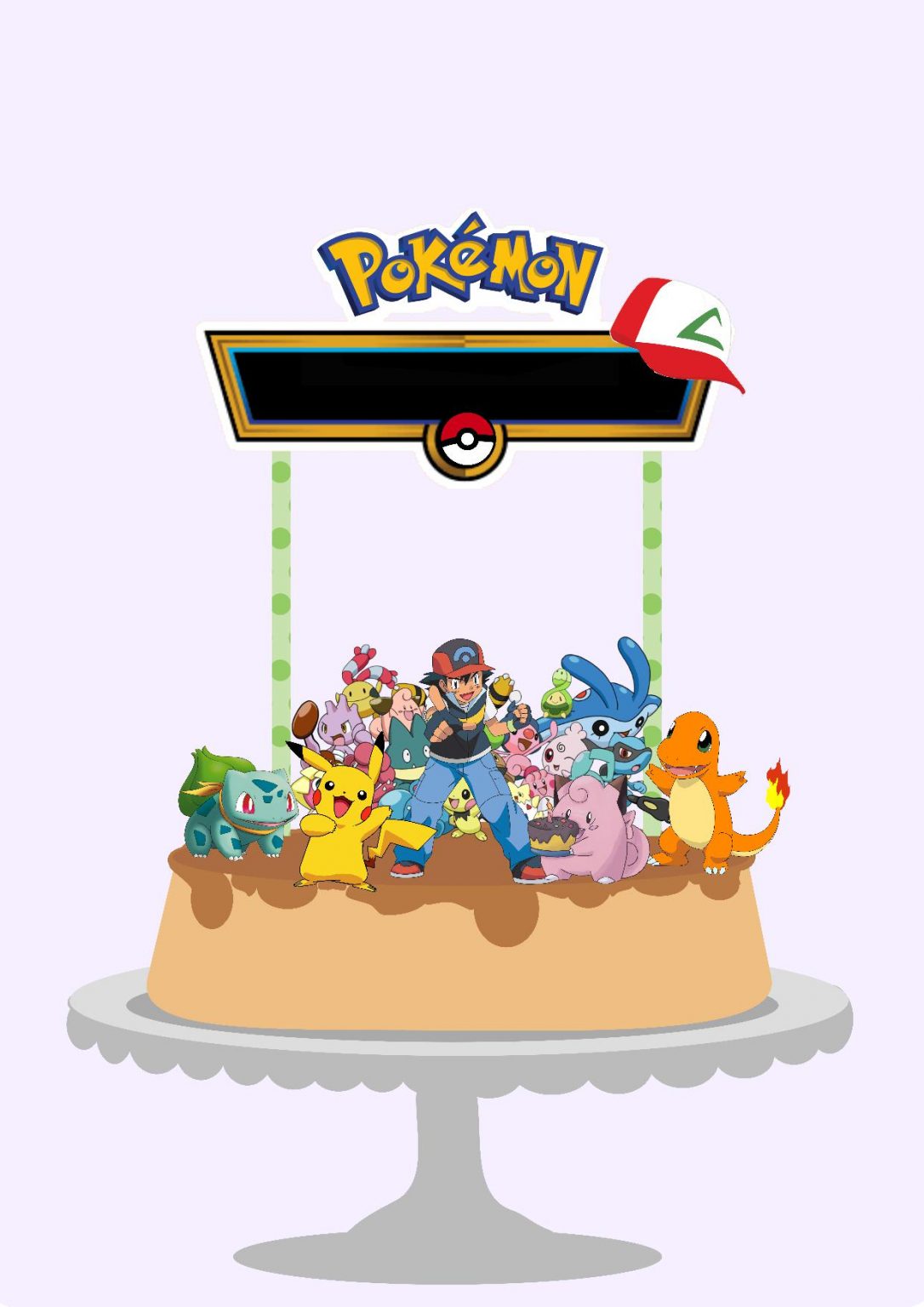 Topo de Bolo Pokemon para imprimir - Arte para toda a festa