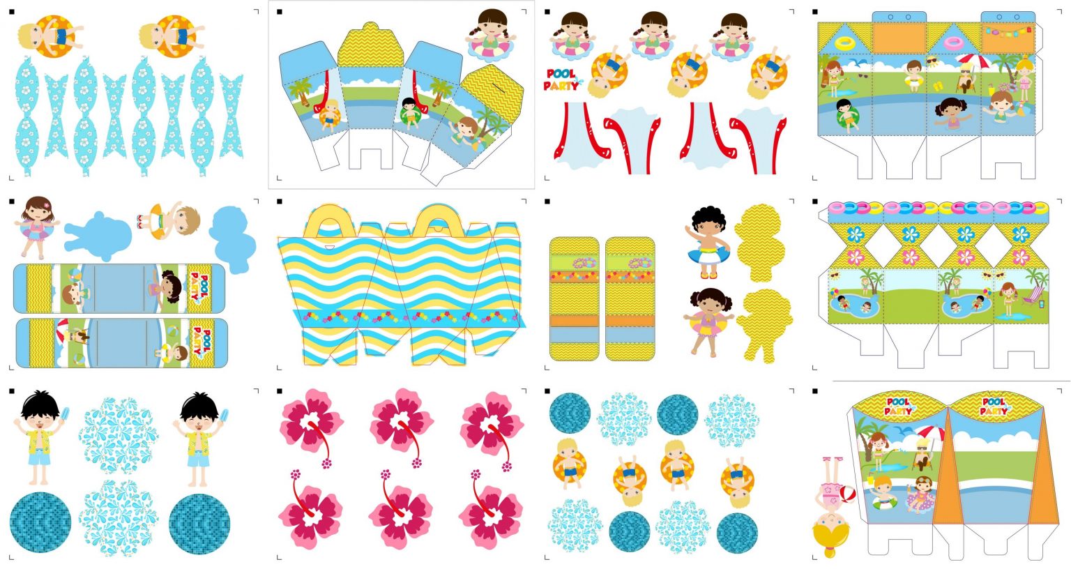 Kit Festa Pool Party para imprimir - Arte para toda a festa