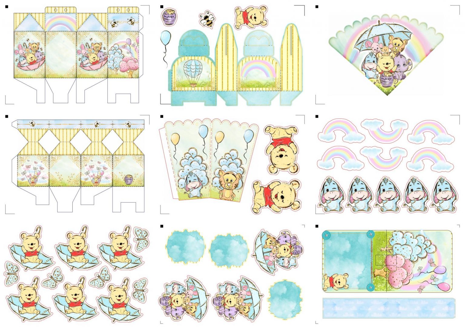 Kit Festa Ursinho Pooh para imprimir - Arte para toda a festa